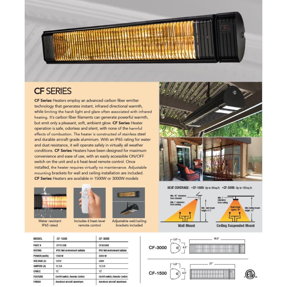 Aura - CF15120B - 1500 Watt Radiant Infrared Heater - Aura Series