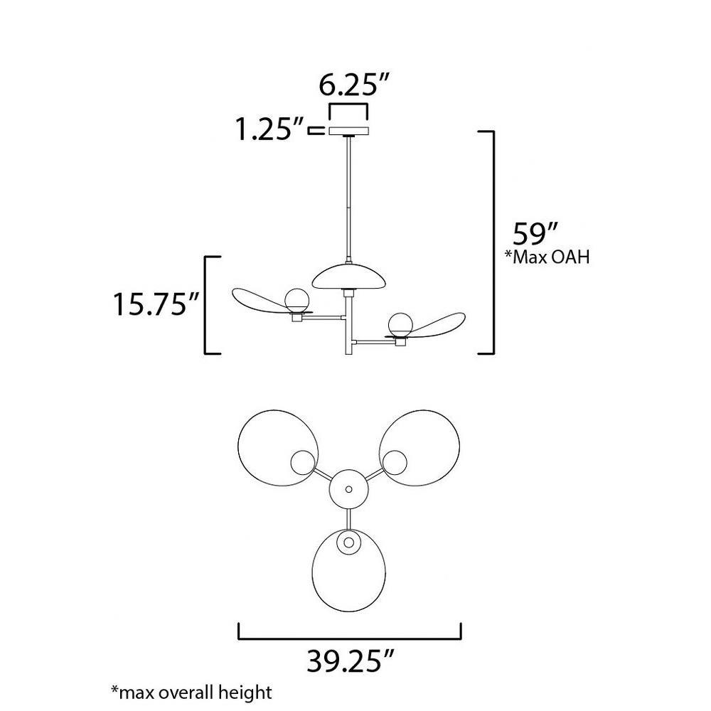 ET2 Lighting - E24073-BKNAB - Pearl - 18W 3 LED Suspension Pendant In ...