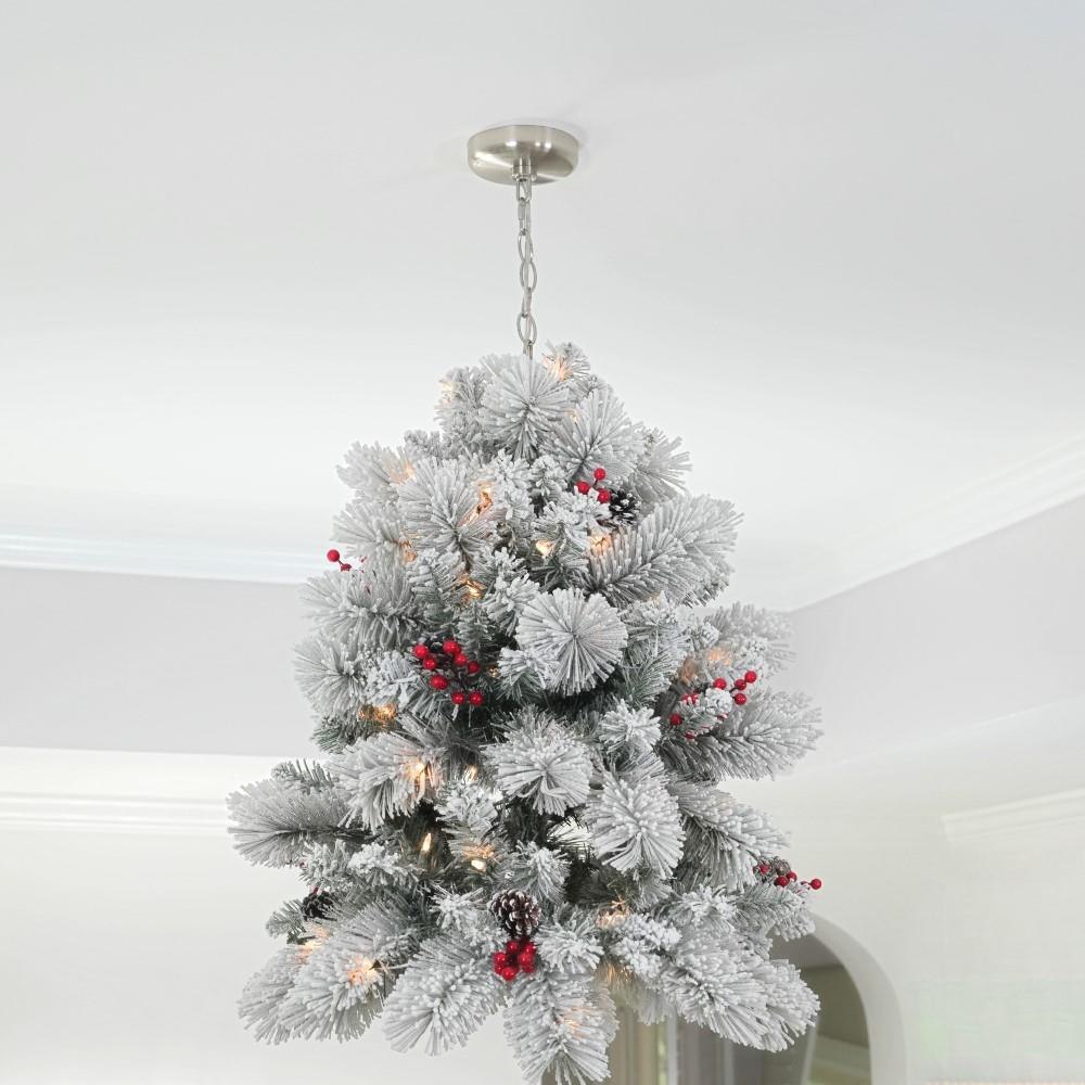 SkyX - 3209 - SkyPlug 3-Foot Pre-Lit Flocked Ceiling Christmas Tree ...